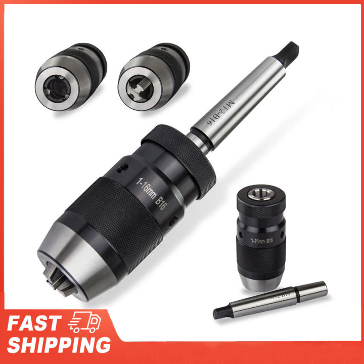 B16 1-16mm Steel Self Tighten Keyless Drill Chuck + MT2-B16 Arbor for ...