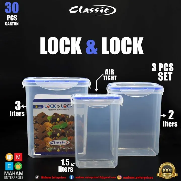 Storage Food Rice Atta Grains Lentils Large Container Jar Lock & Lock 3 ...