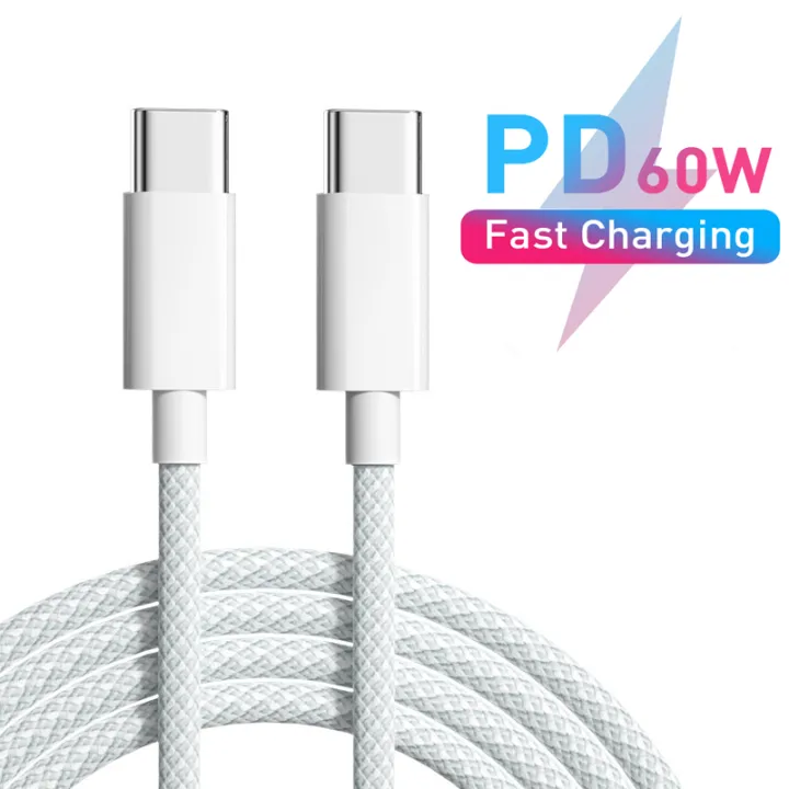 60W PD USB Type C to Type C Cable Data Cord For Iphone 15 Xiaomi Poco ...