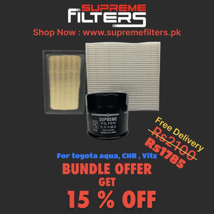 Toyota Aqua,CHR,Vitz Air,Oil,Cabin Filter (BUNDLE OFFER) | Daraz.pk