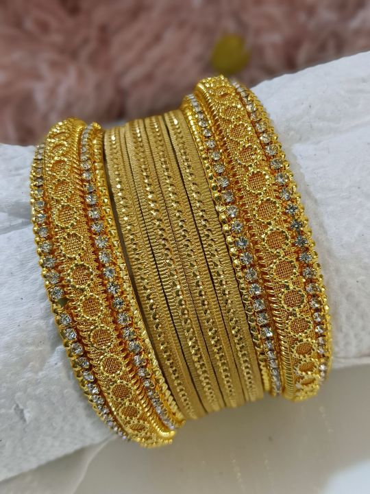 Gold plated Colors Lock Stone Luxury Bangles for women | Daraz.com.bd