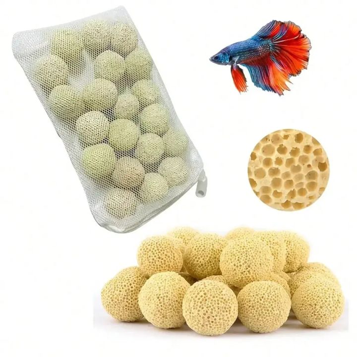 Premium Aquarium Biological Filter Balls with Deep Pores in Mesh Bag ...