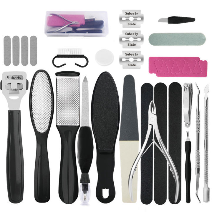 27PCS Foot Care Tool Pedicure Manicure Kit Set Stainless Steel Peeling ...
