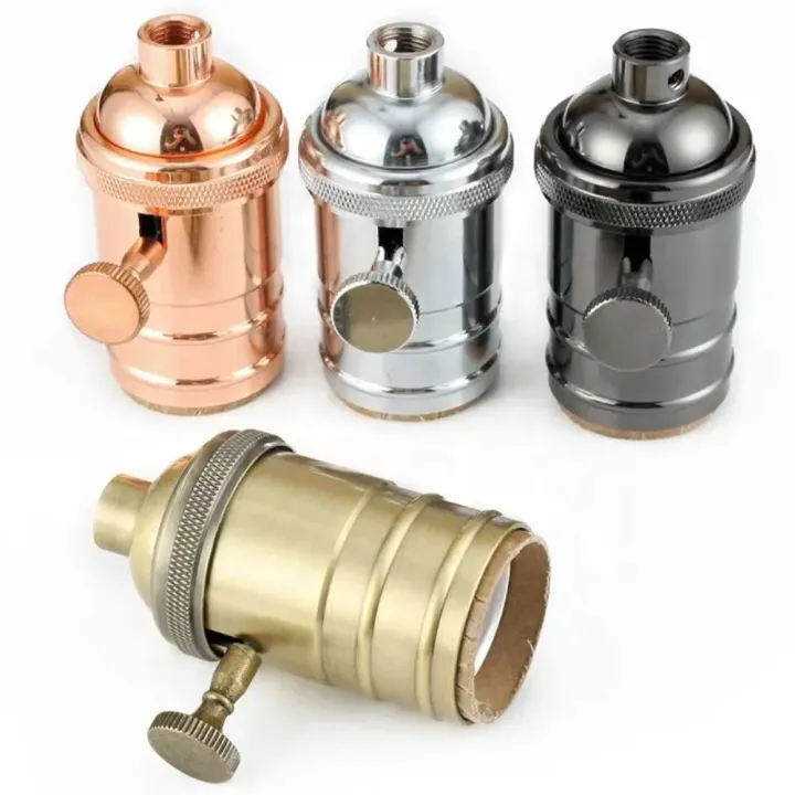 E26/E27 Screw Bulb Metal Lamp Holder Edison Light Bulb Socket Vintage ...