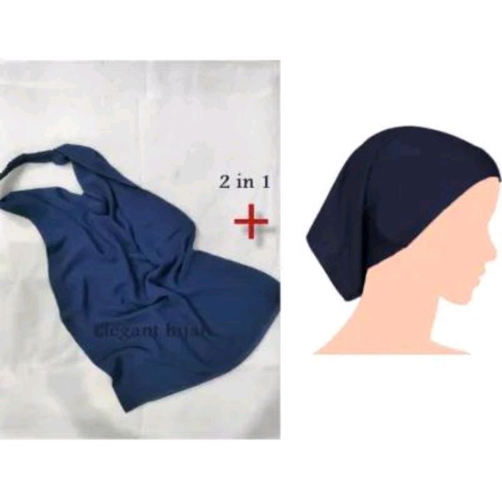 (2 in 1) Double Layer naqab patti & hijab cap / for hijabi girls ...