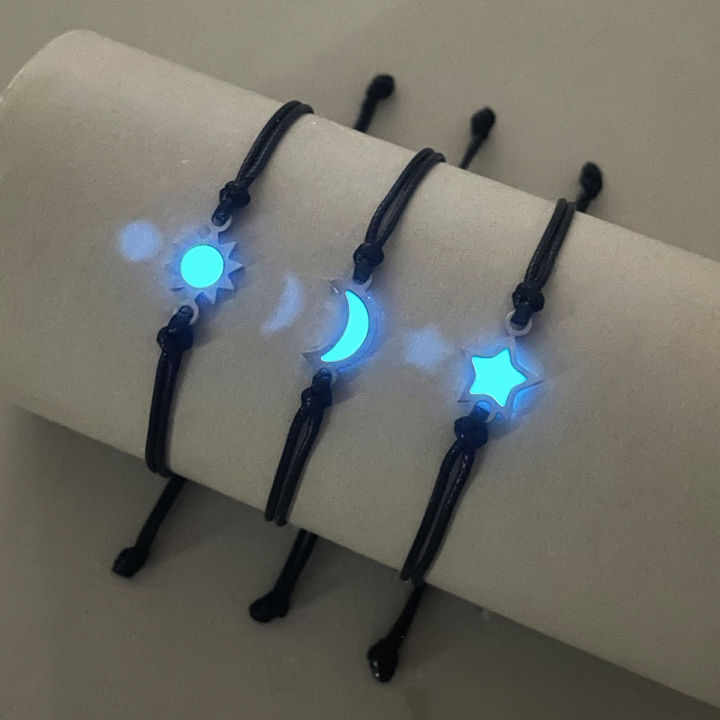 3 pieces/set of stainless steel luminous Sun Moon Star bracelet hand ...