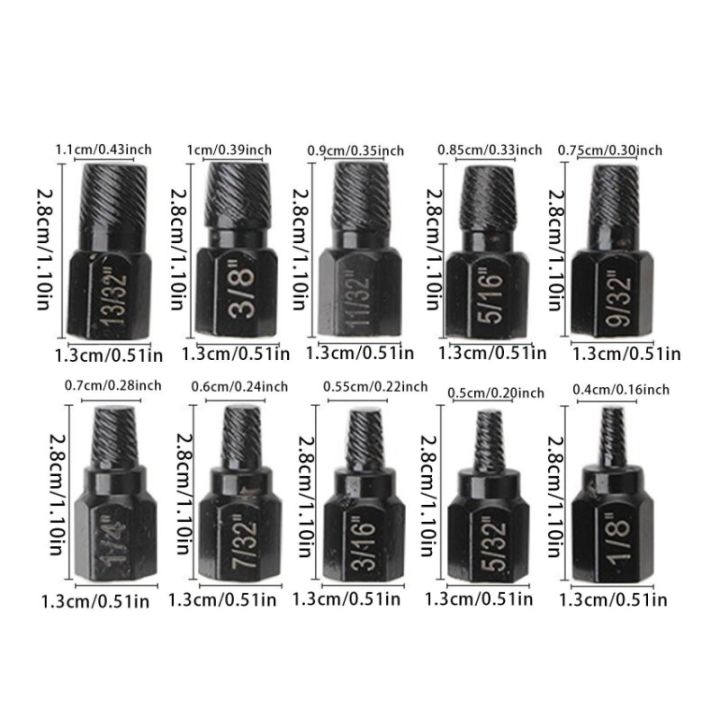 10Pcs Screw Extractor Kit Alloy Steel Damaged Remover Set Metal Easy ...