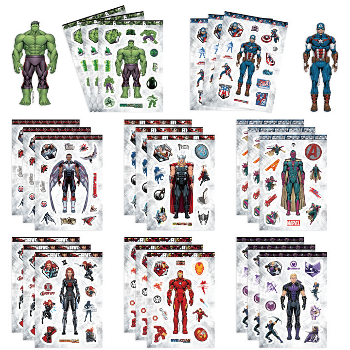 8 Sheets Disney Marvel Avengers Iron Man Stickers Anime Make A Face ...