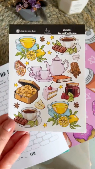 A5 Size Uncut Tea Journal Stickers | Aesthetic Stickers BuJo Scrapbook ...