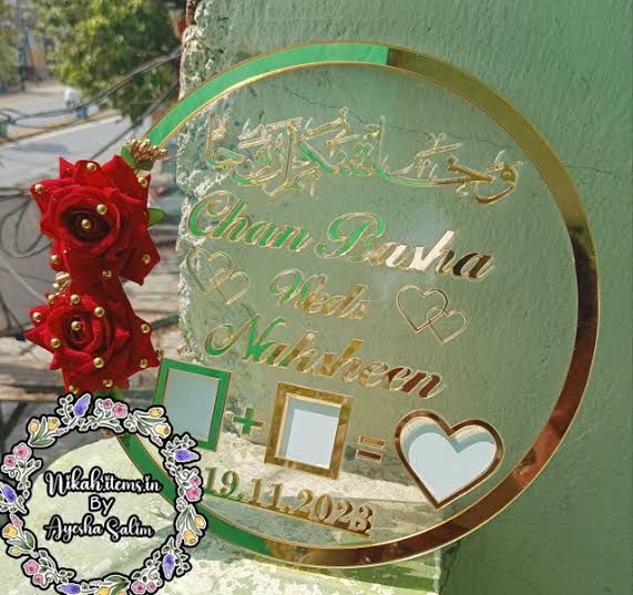 customized Nikah Thamb and signature Board Round Shape acrylic Frame ...