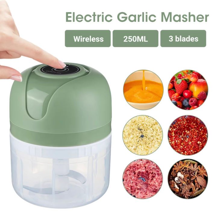 1 electric garlic grinder, garlic puree machine, 250ML rechargeable ...