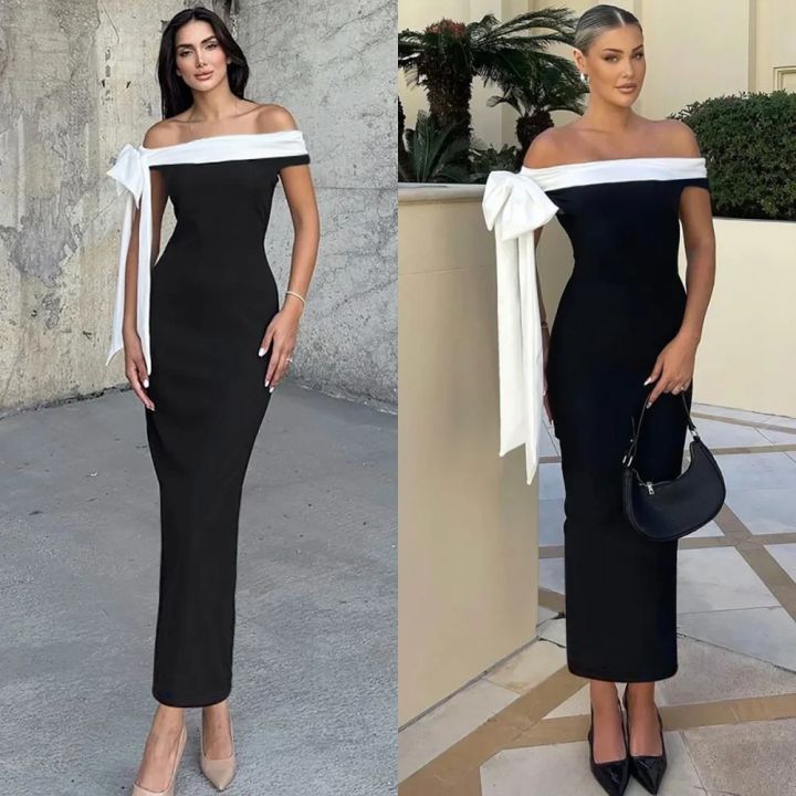 Bandage Slash Neck Dress Women Y2K Chic Tassel Sleeveless Skinny ...