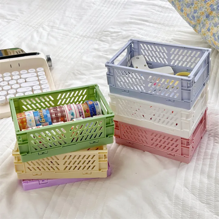 6 Color Organizing Storage Baskets Case Folding Student Desktop Basket ...