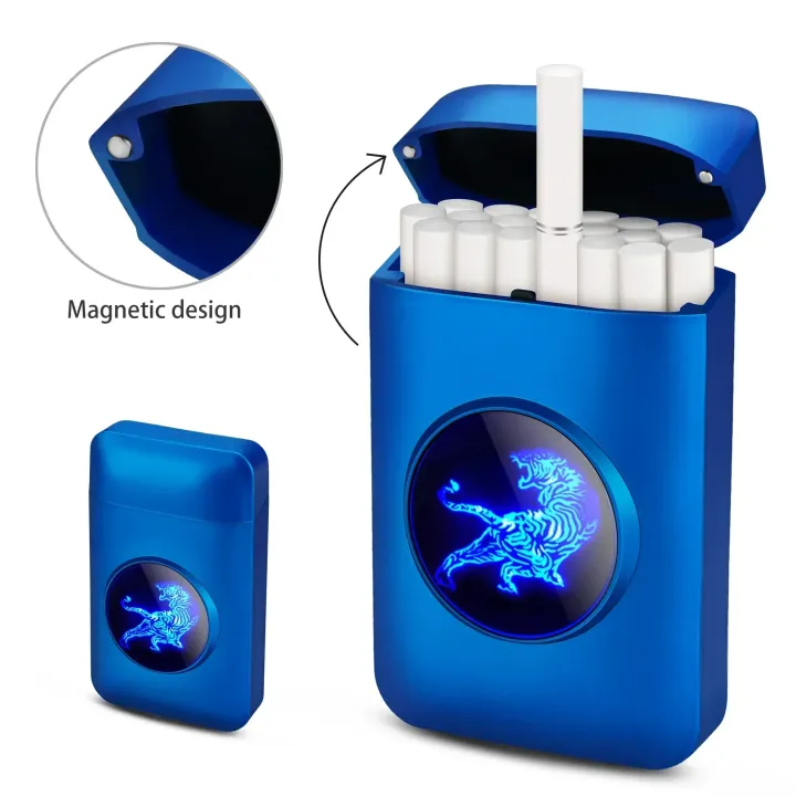 Regular 84mm Cigarette Case Box LED Display Resin Metal Tobacco Holder ...