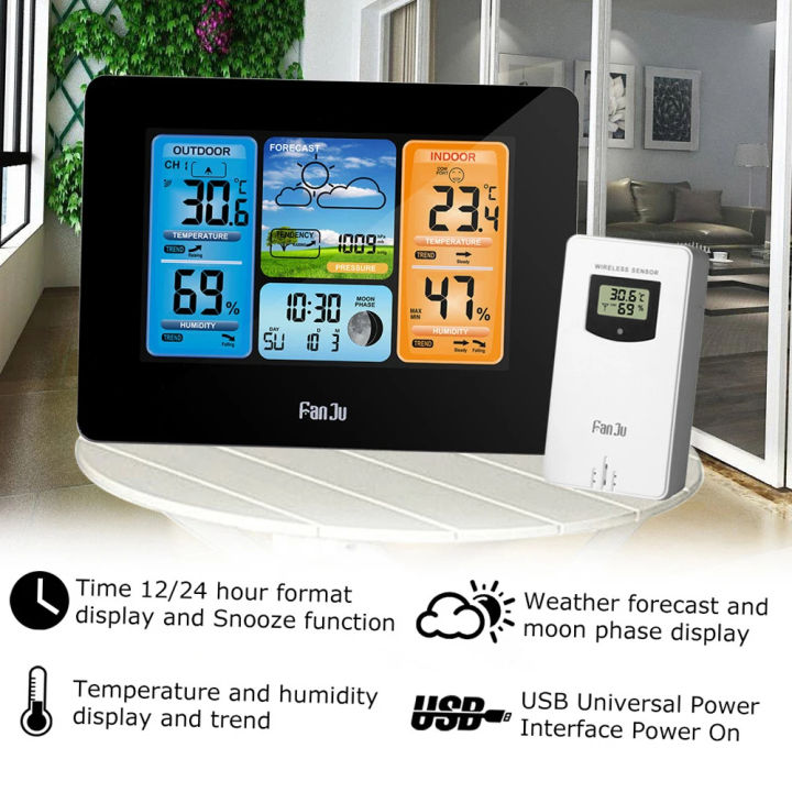 Multifunction Digital Weather Station LCD Alarm Clock Weather Forecast ...