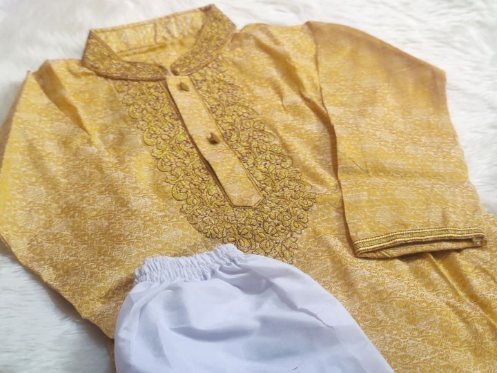 boys styles pajai soft katan panjabi gold colour 2025 panjabi | Daraz ...