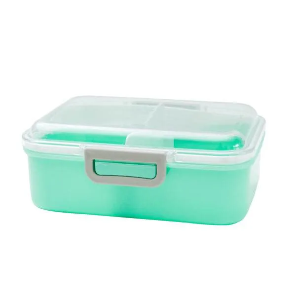 Silicon Lunch Box Bento Box With Latch And Divider Microwave Safe 640ml ...