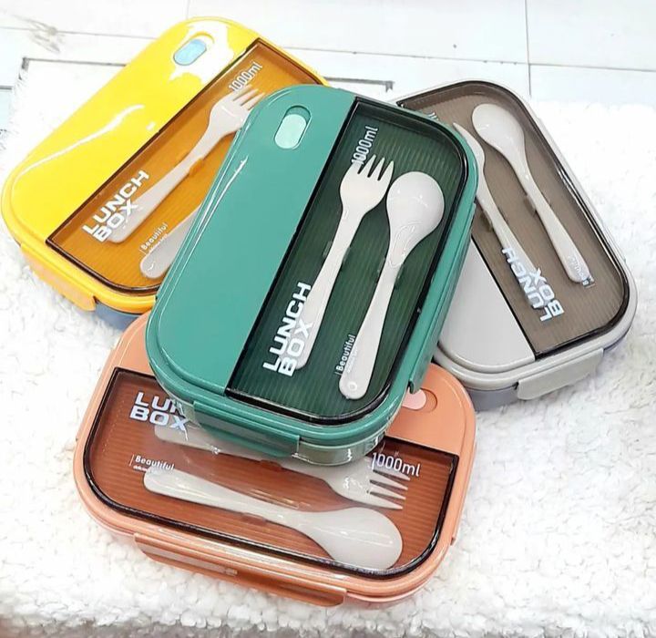 Portable Lunch Box Grid Children Student Office Bento Box with Fork ...