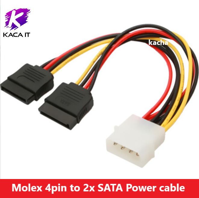 2in1 IDE to SATA 2 Port Power Adapter cable (Molex 4 pin to 2x12pin ...