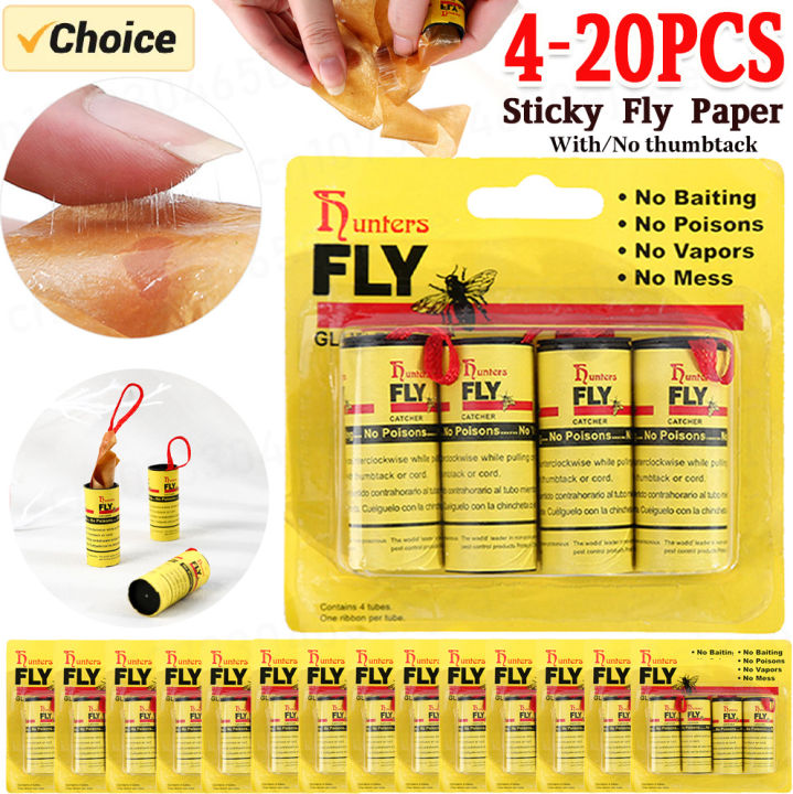 4-20PCS Sticky Ribbons Roll Double Sided Flies Paper Strips Insect Home ...