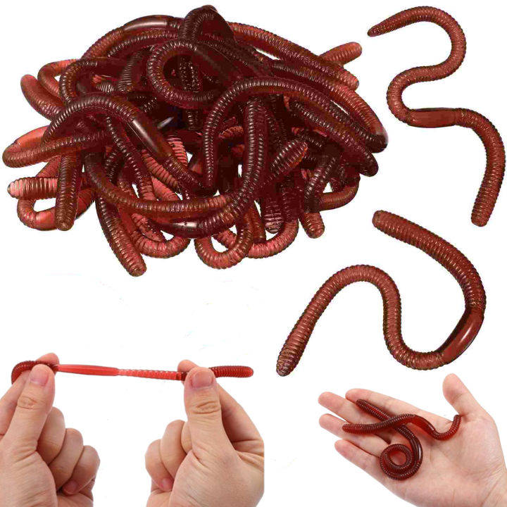 10Pcs Simulated Insects Earthworms Soft Rubber Toy Floor Dragons Props ...