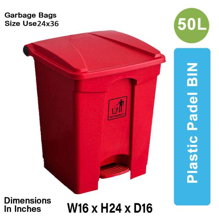 Pedal Dustbin (50L) Foot-Operated Waste Bin with Lid ,Foot control ...