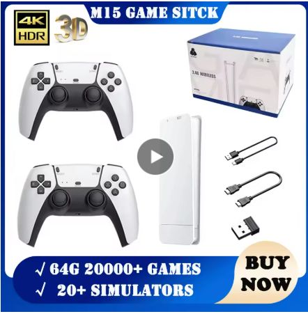 2025 New M15 Retro Game Console 64GB Handheld 20000+ Games 4K HDMI TV ...