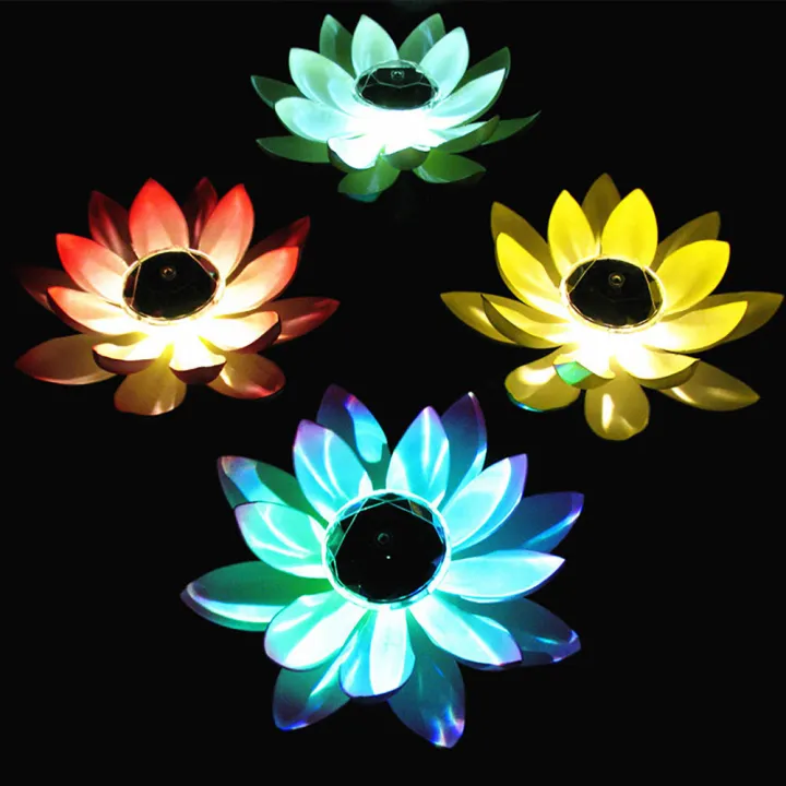 Floating Lotus Light Solar Powered Lotus Lamp with 7 Colors RGB LED Light Waterproof Lotus Light ...