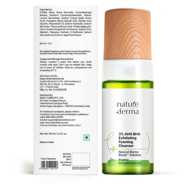 Nature Derma 3% AHA BHA Facewash With 100% Natural Biome Boost ...
