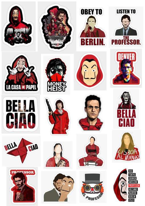 Multiple MONEY HEIST stickers 5,10,15,20 pcs set available | Daraz.pk
