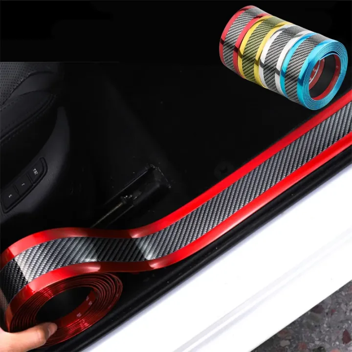Car Stickers Anti Scratch Door Sill Protector Rubber Strip Carbon Fiber ...