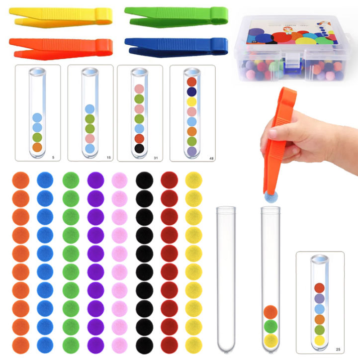 Color Sorting Toy Rainbow Plush Ball Matching Set Preschool Math ...