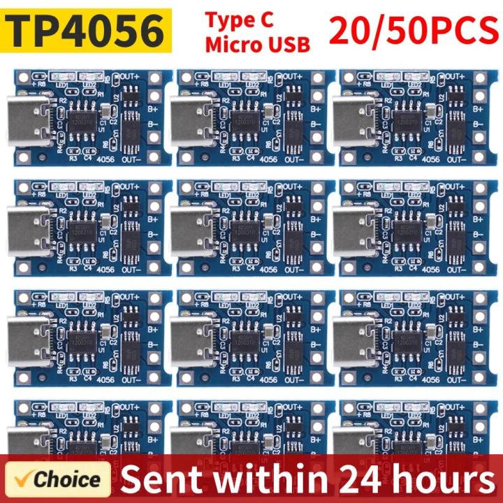 20/50PCS Type-c/Micro USB 5V 1A 18650 TP4056 Lithium Battery Charger ...