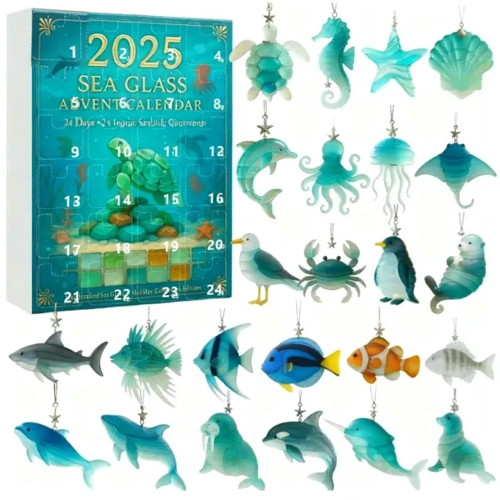 2025 Marine Life Christmas Advent Calendar 2D Acrylic Decoration 24 ...