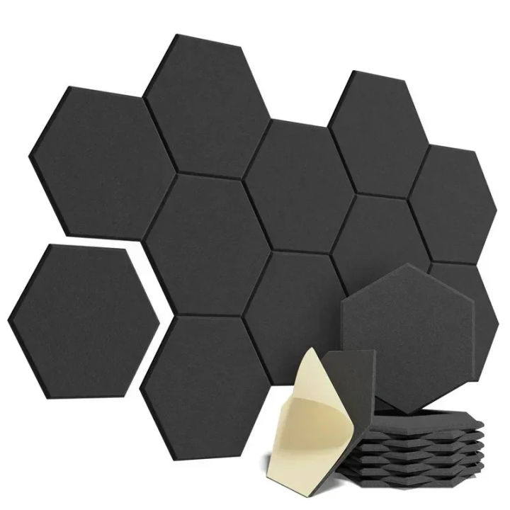 12 PCS Self-adhesive Hexagonal Acoustic Panels Acoustic Foam Panels Y ...