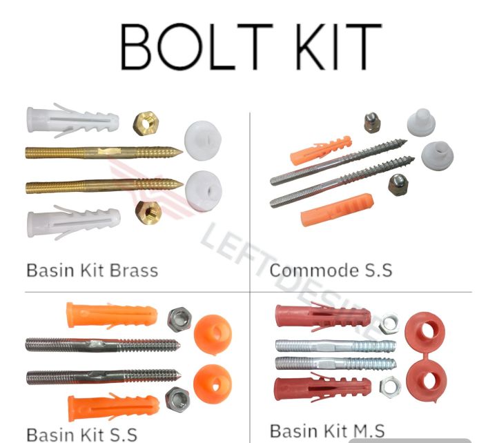 Bolt Kit for Basin or Commode M.S, S.S and Brass, Multipurpose bolts ...