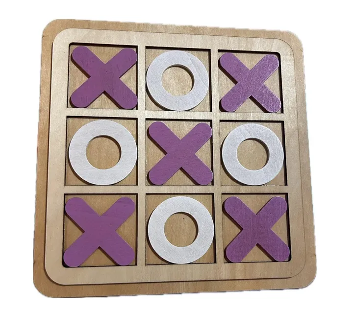 Wooden Tic-Tac-Toe Board Game, XO Board Game for Kids, Toddlers ...