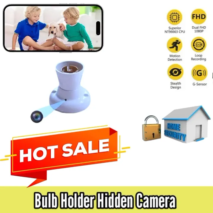 spy bulb holder WiFi Camera with IR Night Vision, Wireless WiFi Small ...