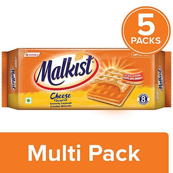 Malkist Cheese Flavoured Cracker Biscuits (Jumbo Pack)- Pack Of 5, 144 ...