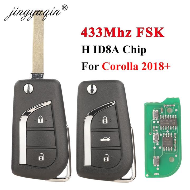 jingyuqin New 433Mhz FSK Flip Remote Car Key for Toyota 2018+ Corolla ...