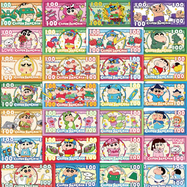 28PCS Cartoon Crayon Shinchan Paper Money Stickers Kids Toys for Car ...