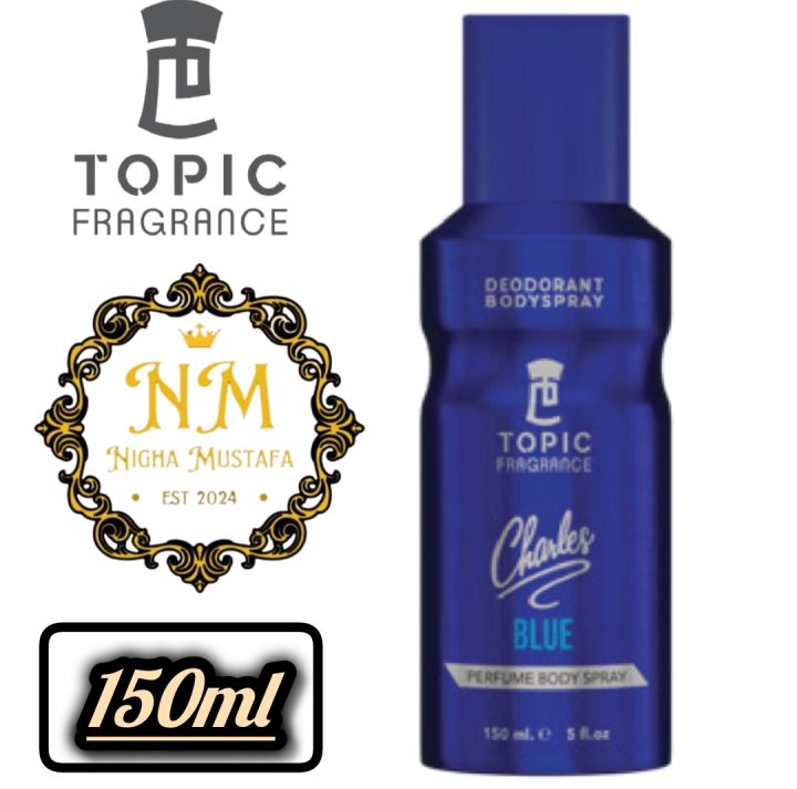 Topic Body Spray Fargnance Charlie Blue For Men & Women 150ml. | Daraz.pk