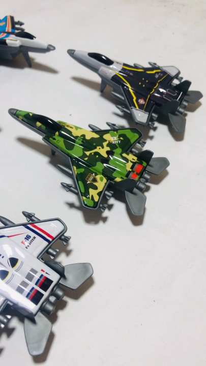Pack of 6 - Tin Metal Fighter Jets - Push & Go Friction Powered ...