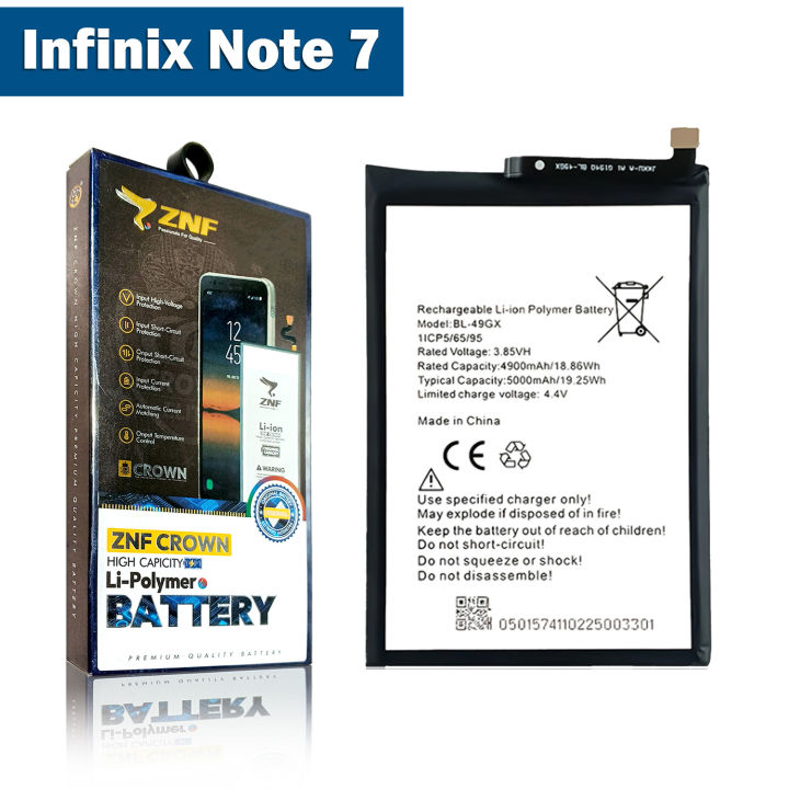 Infinix Note 7 Battery Replacement ZNF Original High Capacity 5000mAh ...
