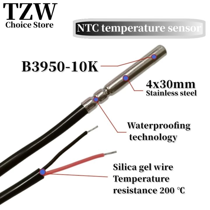 NTC 10K 4x30mm Double track roller waterproof temperature probe ...