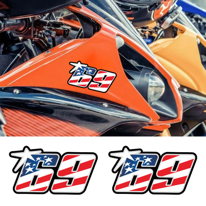 USA Flag Number 69 Motorcycle Fuel Tank Helmet Stickers Motocross Body ...