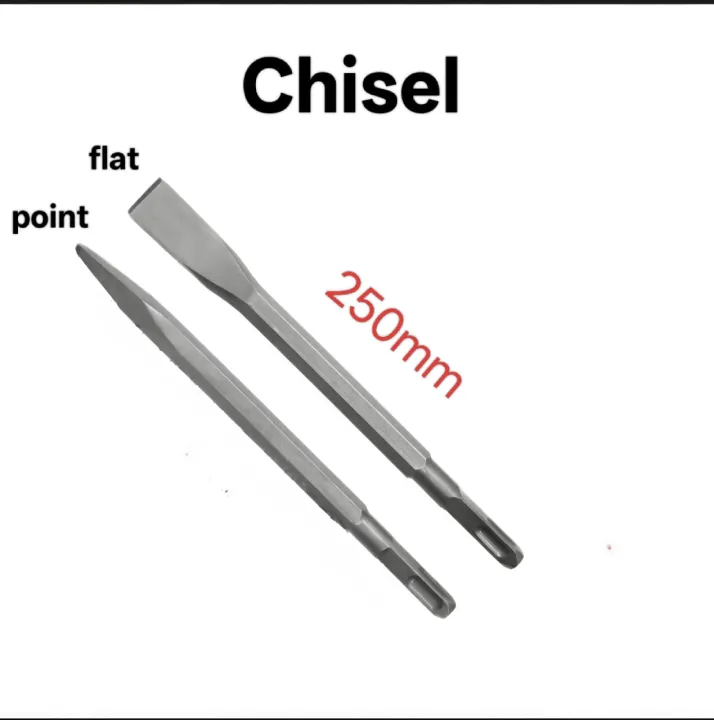 2pcs Chisel Bits, specifically a flat chisel and a pointed chisel, both ...