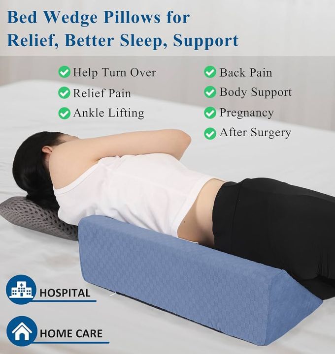 Bed Wedge Pillow Foam Body Positioner Elevate Support Back Neck Pain ...
