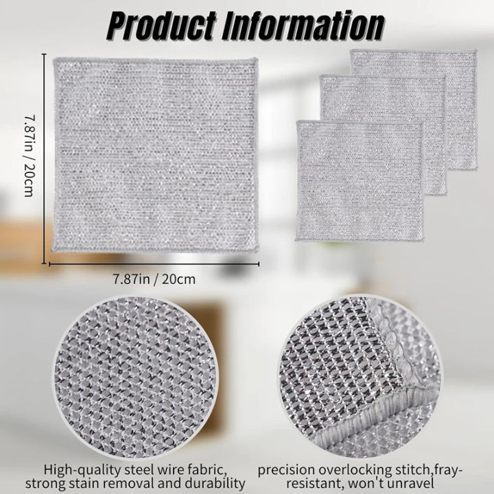 Multifunctional Non-Scratch Wire Dishcloths - Silver Metal Steel ...