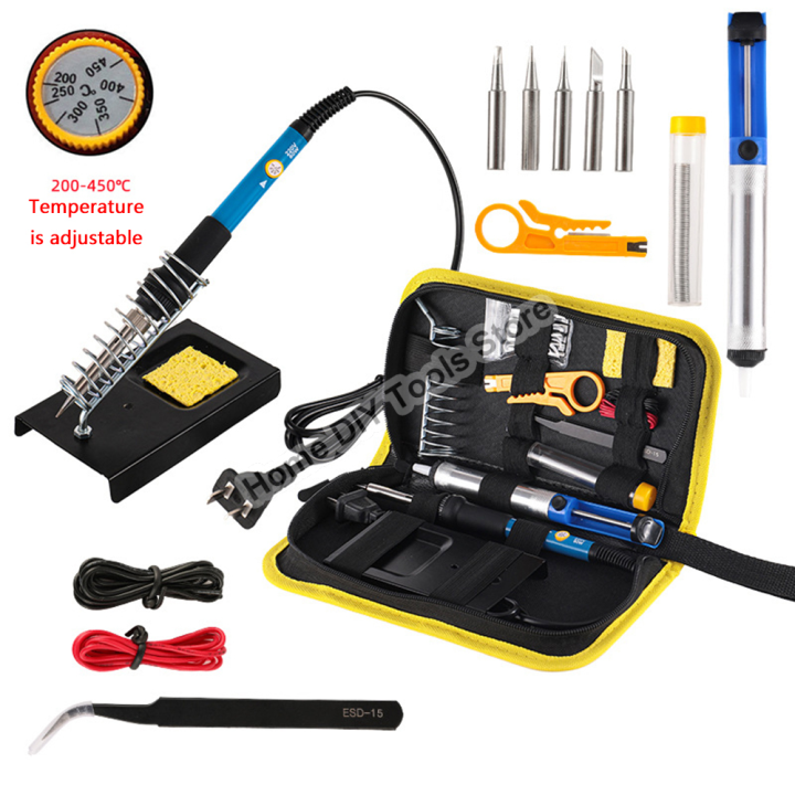 60W Electric Soldering Iron 200-450°C Adjustable Temperature Welding Solder Rework Station Heat ...
